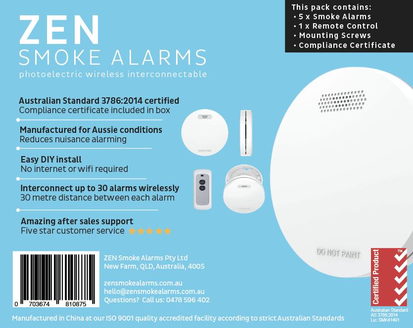 Wireless Interconnected Photoelectric Smoke Alarm with 10 year battery ...